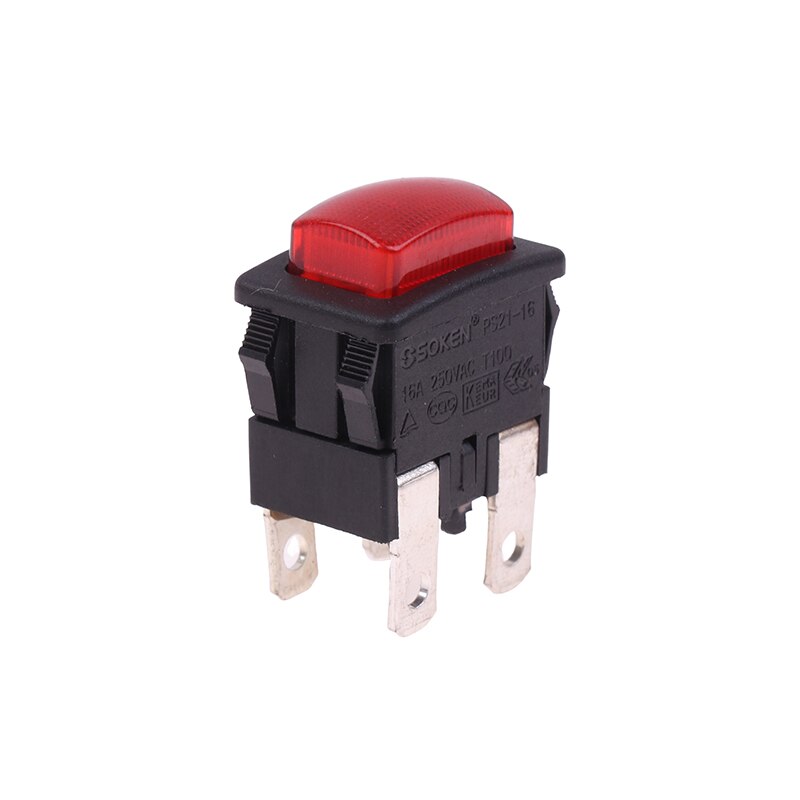 16A 250V 4 Pins Self-Lock On Off Push Button Rocker Switch With Light ...