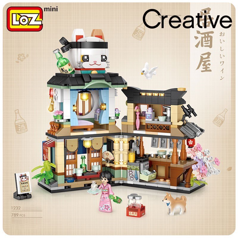 LOZ building blocks Japanese-style street view izakaya aquatic product ...