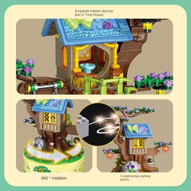 656017 Music Box Building Blocks Girls' Small Particles Assembling Edu ...