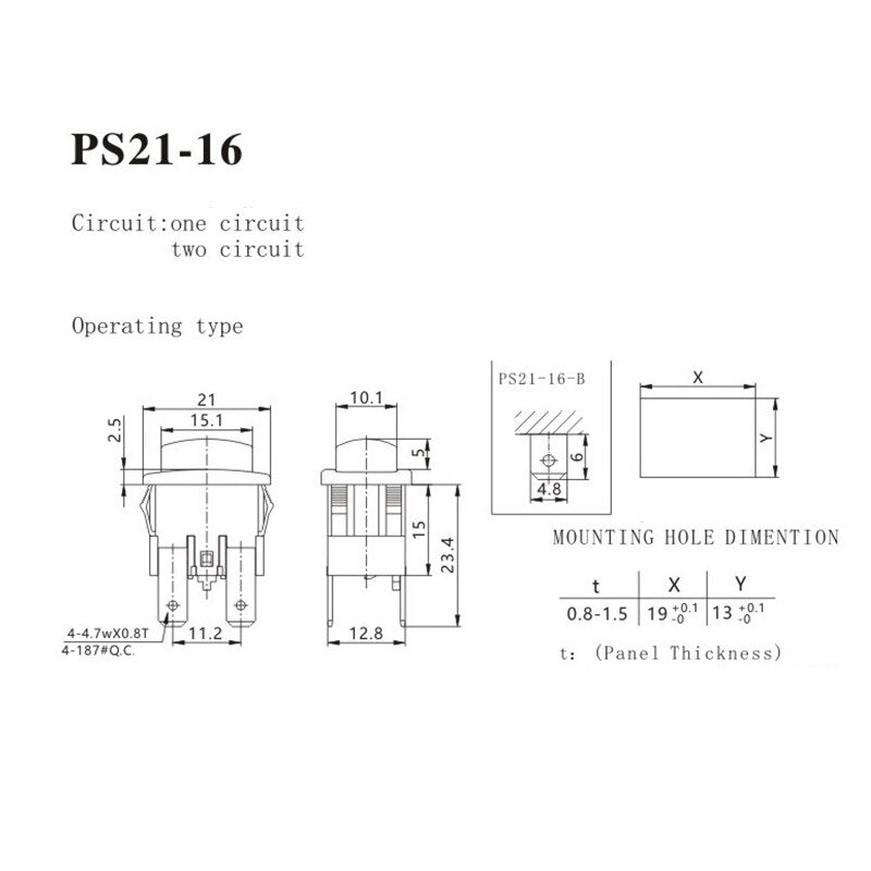 16A 250V 4 Pins Self-Lock On Off Push Button Rocker Switch With Light ...