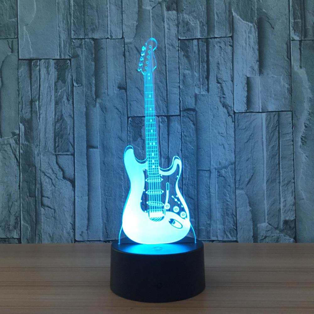 3D Guitar LED Night Light 7 Color TouchSwitch Table Desk Lamp Xmas Gi ...