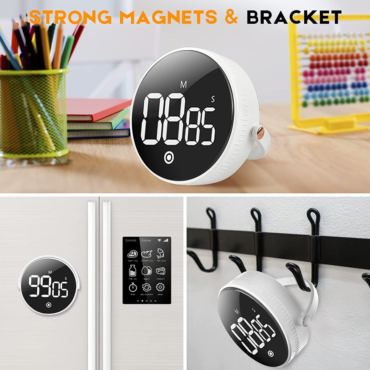 Magnetic Kitchen Timer LED Digital Timer Manual Countdown Timer Alarm ...